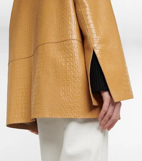TOTEME Double-breasted Croc-effect Leather Blazer