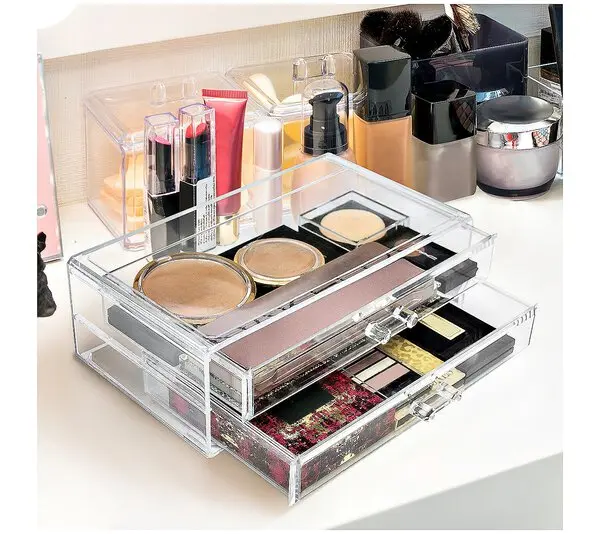 SORBUS Makeup Storage Case Display, 2 Dra Wers