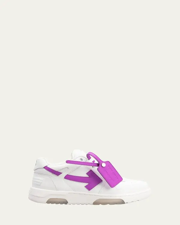 Off-White Out Of Office Leather Trainer Sneakers - White/fuschia