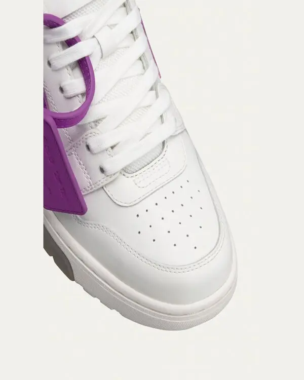 Off-White Out Of Office Leather Trainer Sneakers - White/fuschia