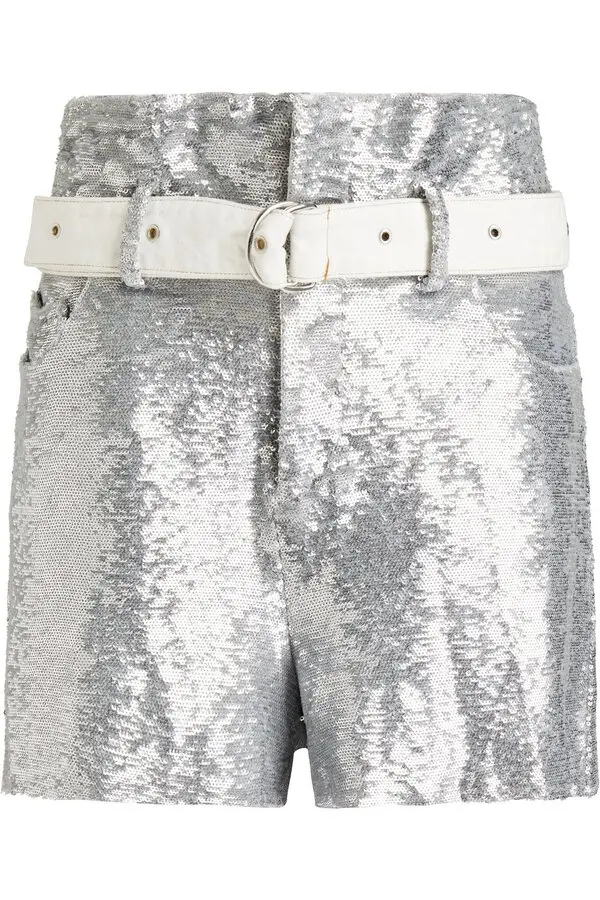 IRO PARIS Namour Belted Sequined Woven Shorts