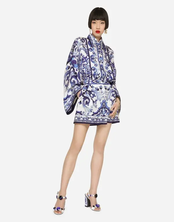 Dolce & Gabbana Majolica-print Poplin Shorts - Multicolor