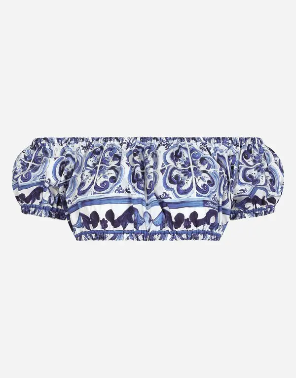 Dolce & Gabbana Majolica-print Poplin Crop Top - Multicolor