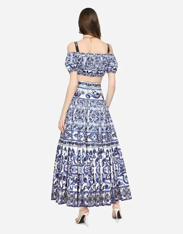 Dolce & Gabbana Majolica-print Poplin Crop Top - Multicolor