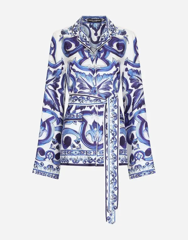 Dolce & Gabbana Majolica-print Twill Pajama Shirt - Multicolor