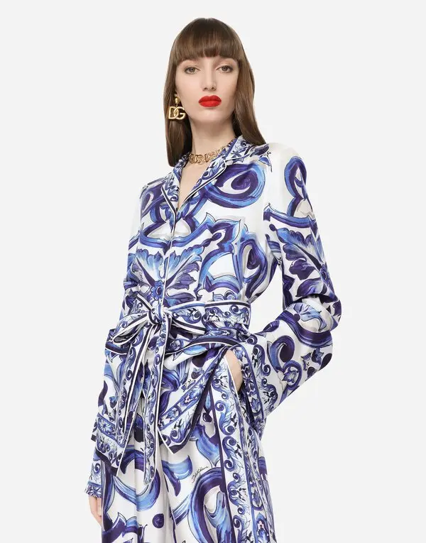 Dolce & Gabbana Majolica-print Twill Pajama Shirt - Multicolor
