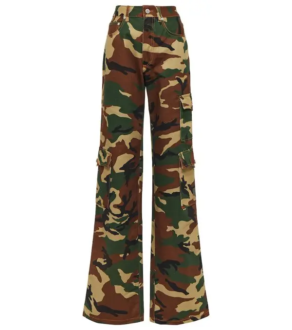 Alessandra Rich Camouflage Cargo Pants