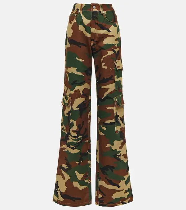 Alessandra Rich Camouflage Cargo Pants