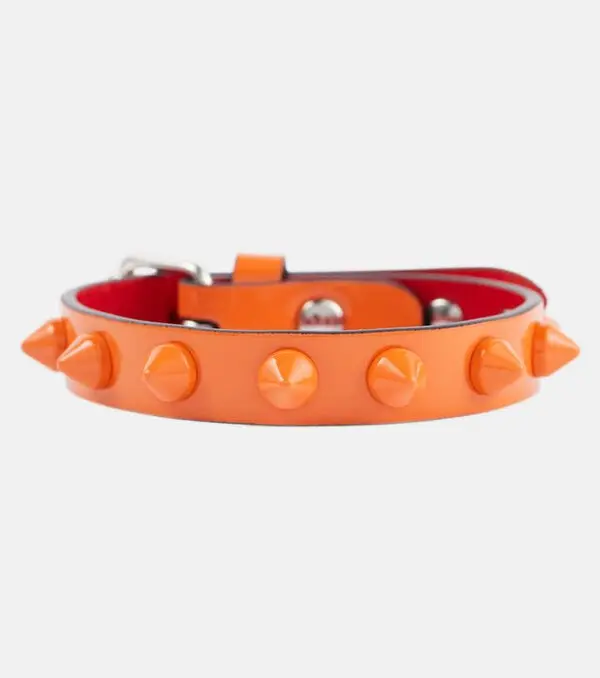 CHRISTIAN LOUBOUTIN Loubilink Embellished Leather Bracelet - Orange