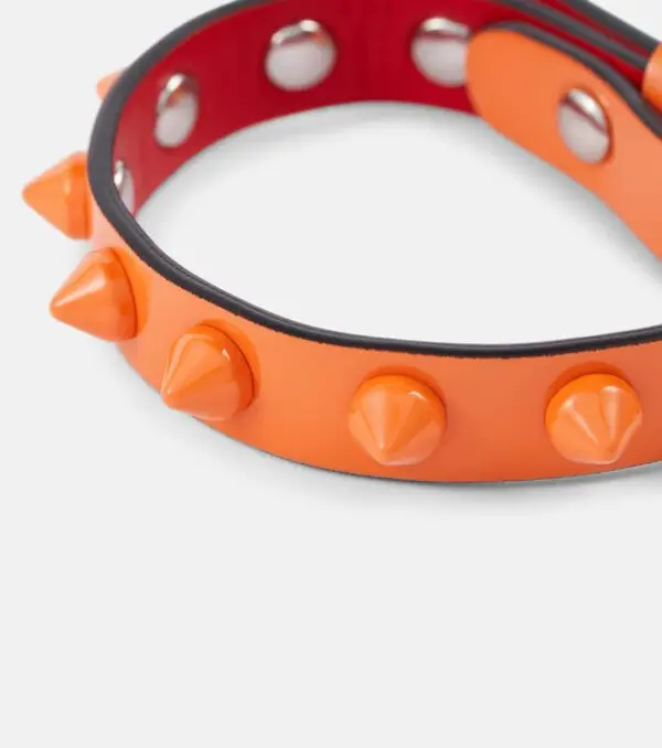 CHRISTIAN LOUBOUTIN Loubilink Embellished Leather Bracelet - Orange