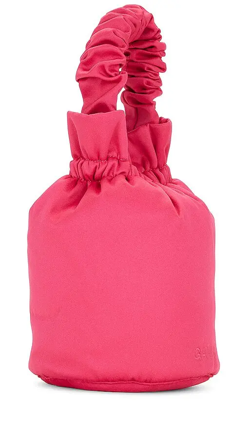 GANNI Occasion Ruched Top Handle Bag In Pink