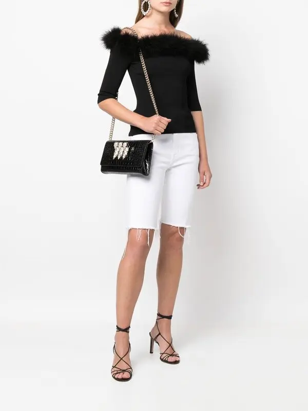 Philipp Plein Crocodile-embossed Crossbody Clutch - Black
