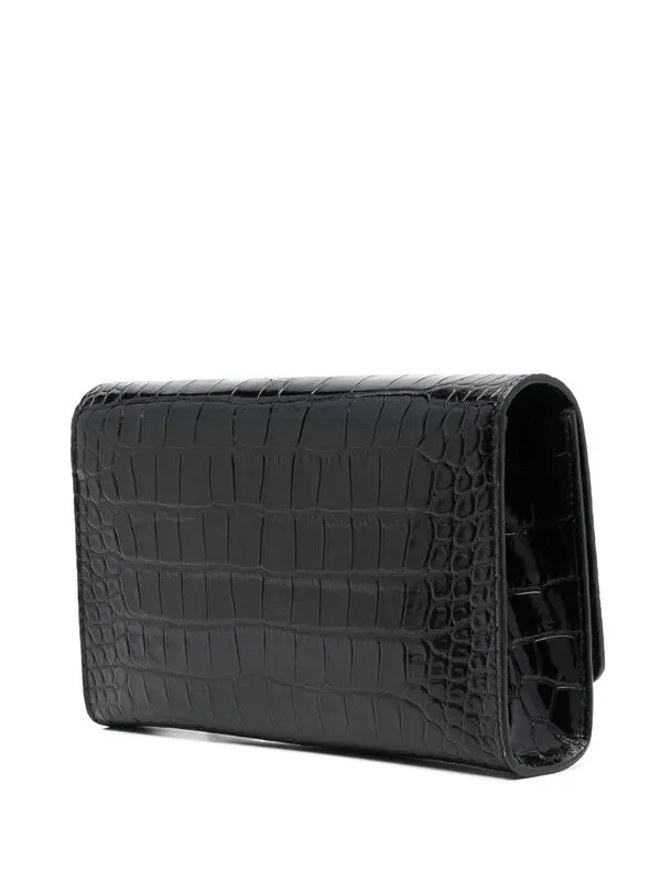 Philipp Plein Crocodile-embossed Crossbody Clutch - Black