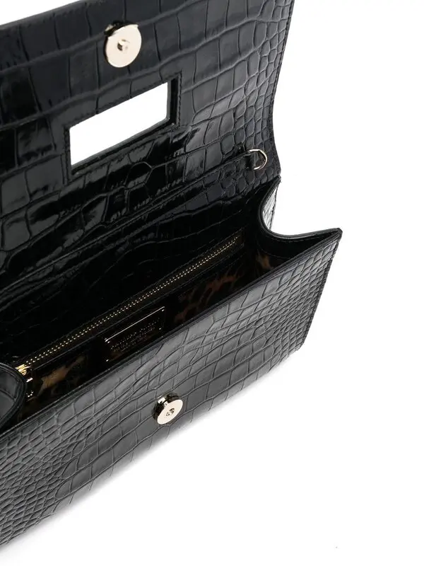 Philipp Plein Crocodile-embossed Crossbody Clutch - Black