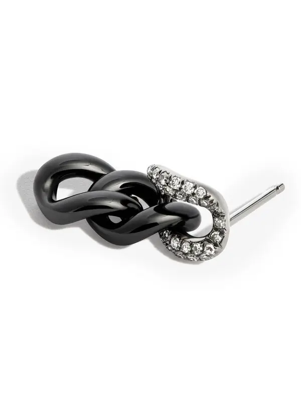 Shay 18k Gold Diamond Chain Stud Earring - Black