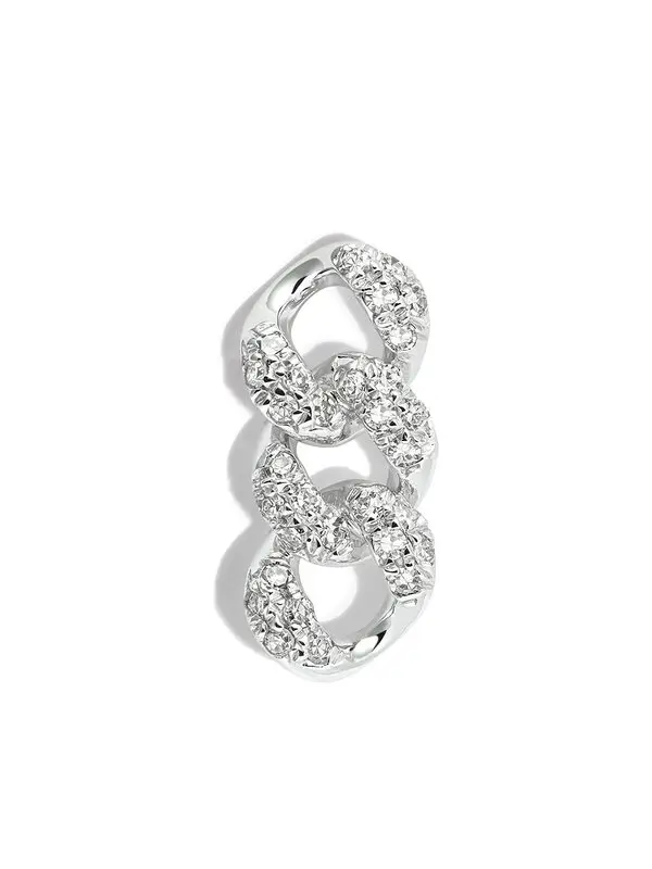 Shay 18k White Gold Diamond Chain Stud Earring - Silver