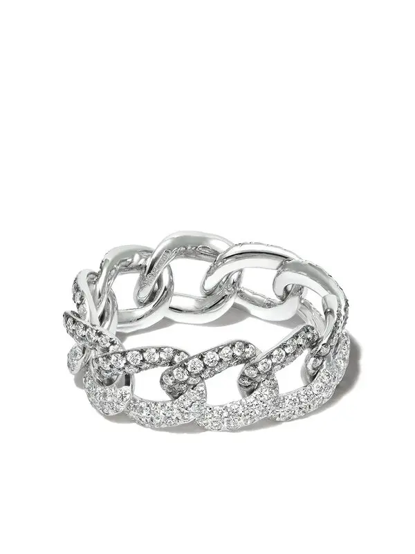 Shay 18k White Gold Diamond Link Ring - Silver