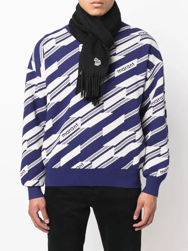 Paul Smith Signature-zebra Fringed Scarf - Black