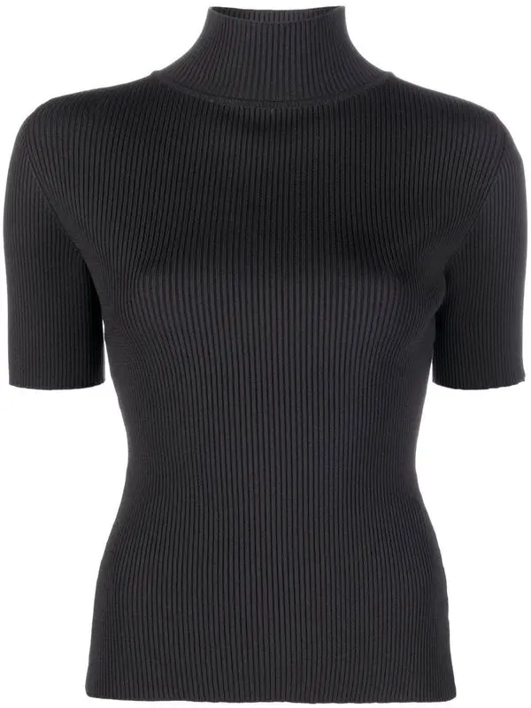 Off-White Logo-trim Ribbed T-shirt - Black