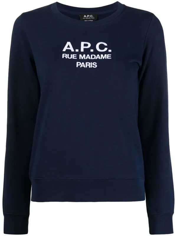 A.p.c. Tina Logo-embroidered Cotton Sweatshirt - Blue