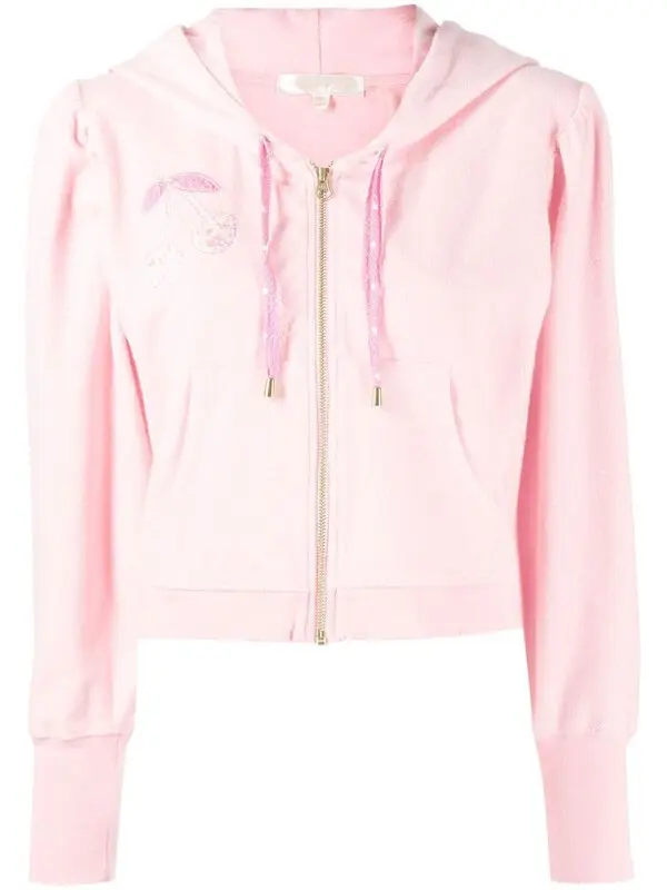 LoveShackFancy Zip-up Appliqué Hoodie
