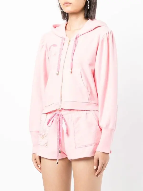 LoveShackFancy Zip-up Appliqué Hoodie