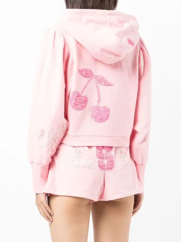 LoveShackFancy Zip-up Appliqué Hoodie