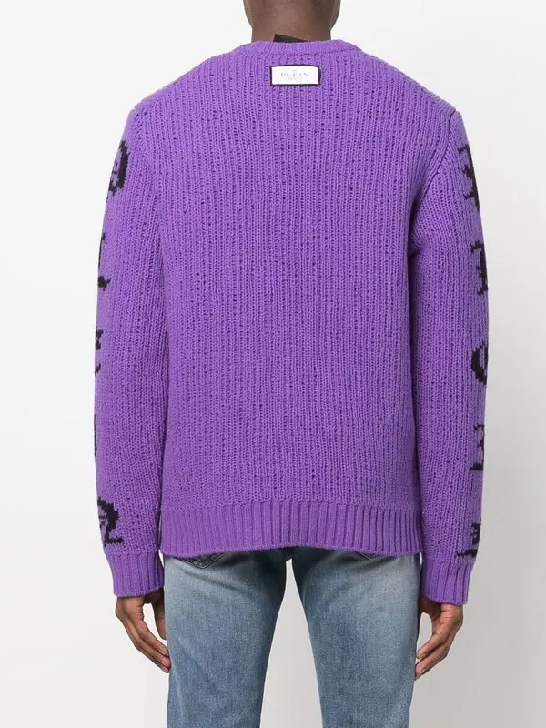 Philipp Plein Skull Embroidered Jumper - Purple