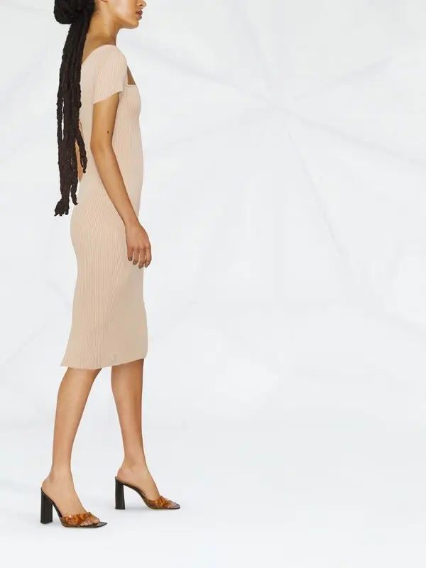 Philipp Plein Rib-knit Midi Dress - Neutrals