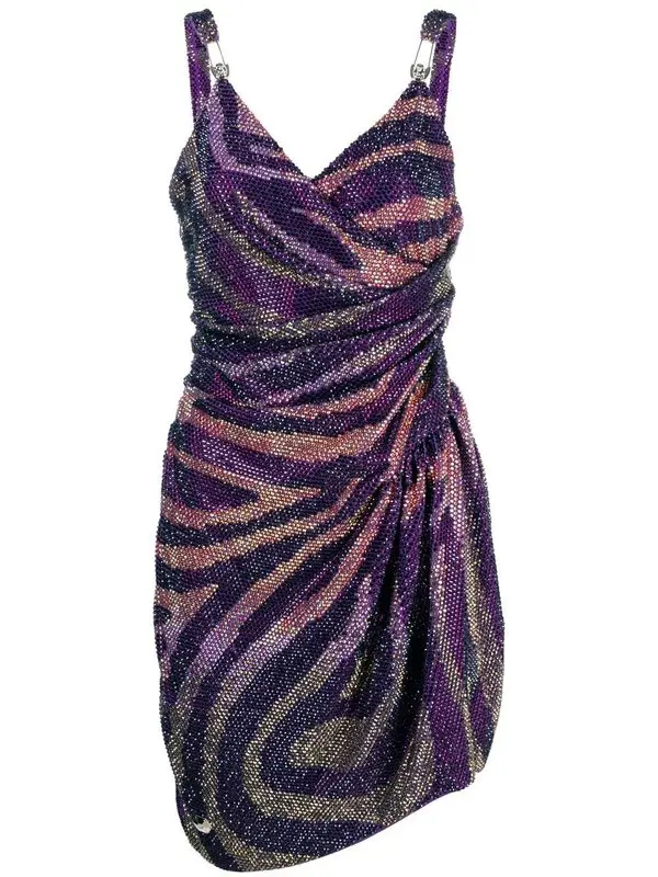 Philipp Plein Crystal-embellished Zebra-print Dress - Purple