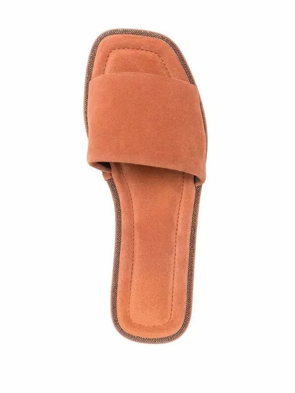 Brunello Cucinelli Suede-leather Slider Sandals