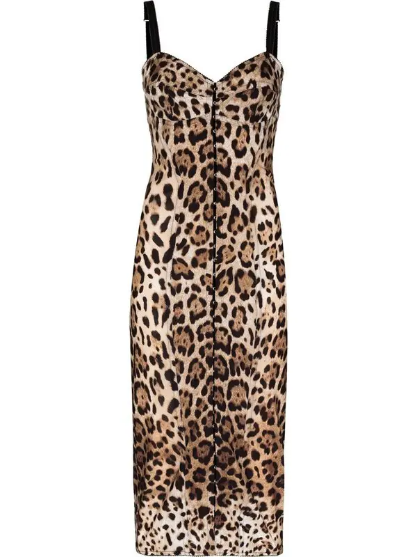 Dolce & Gabbana Leopard-print Midi Dress - Neutrals