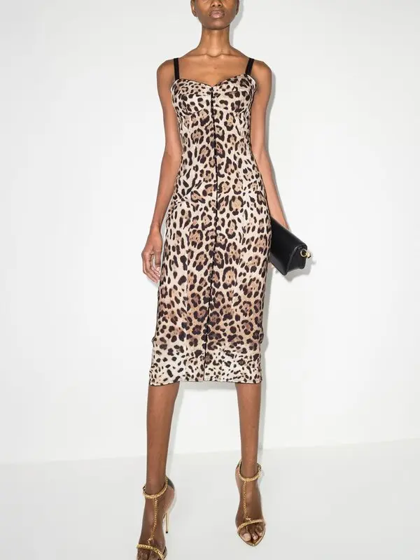 Dolce & Gabbana Leopard-print Midi Dress - Neutrals