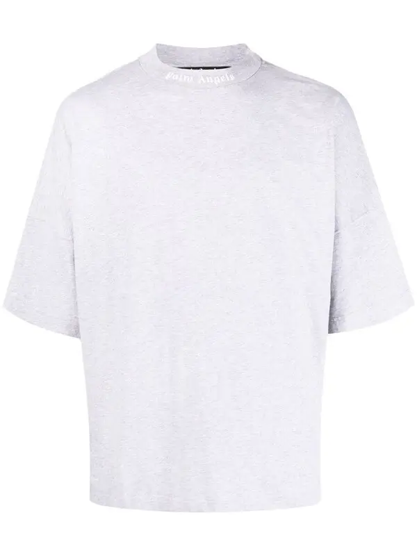 Palm Angels Logo-print Cotton T-shirt - Grey