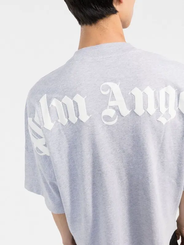 Palm Angels Logo-print Cotton T-shirt - Grey