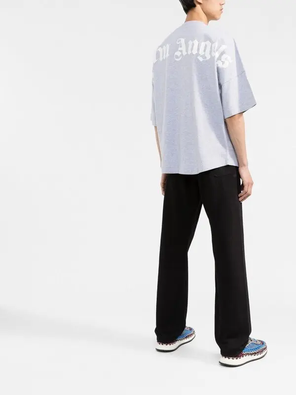 Palm Angels Logo-print Cotton T-shirt - Grey
