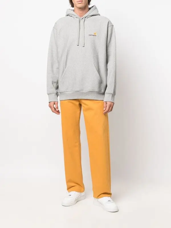 Carhartt Work In Progress Embroidered-logo Cotton Hoodie - Grey