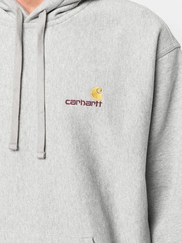 Carhartt Work In Progress Embroidered-logo Cotton Hoodie - Grey