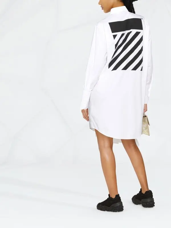 Off-White Asymmetric Pleated Shirt Dress - White