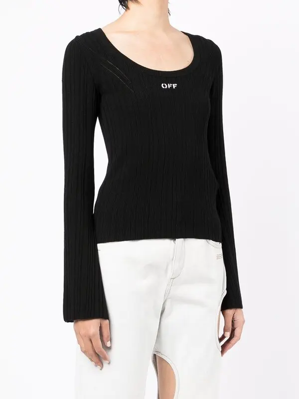 Off-White Logo Print Ribbed Top