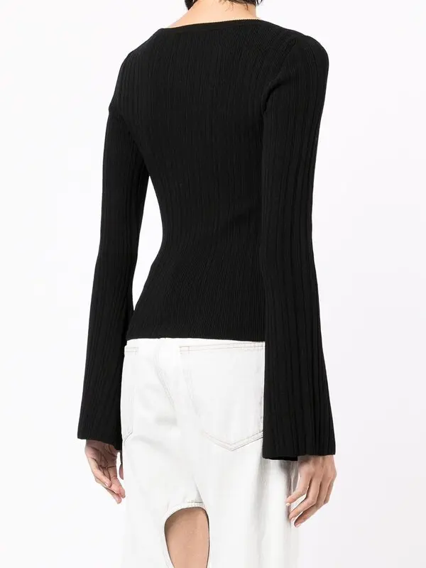 Off-White Logo Print Ribbed Top