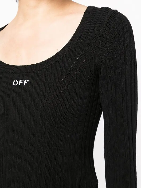 Off-White Logo Print Ribbed Top
