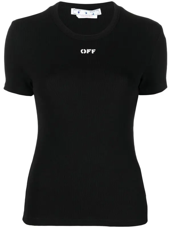 Off-White Logo-print Ribbed T-shirt - Black