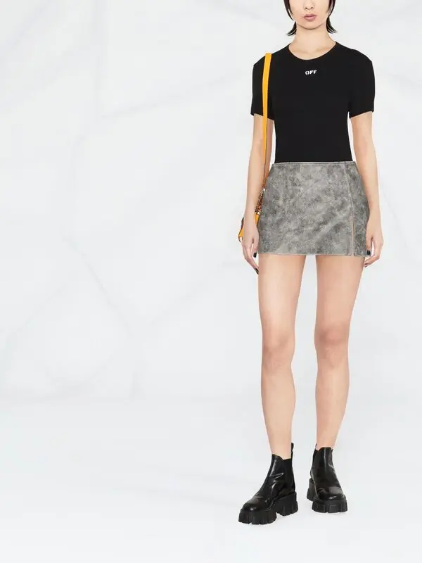 Off-White Logo-print Ribbed T-shirt - Black