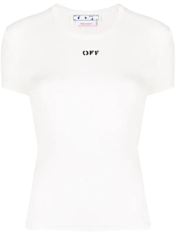 Off-White Logo-print Ribbed T-shirt - White