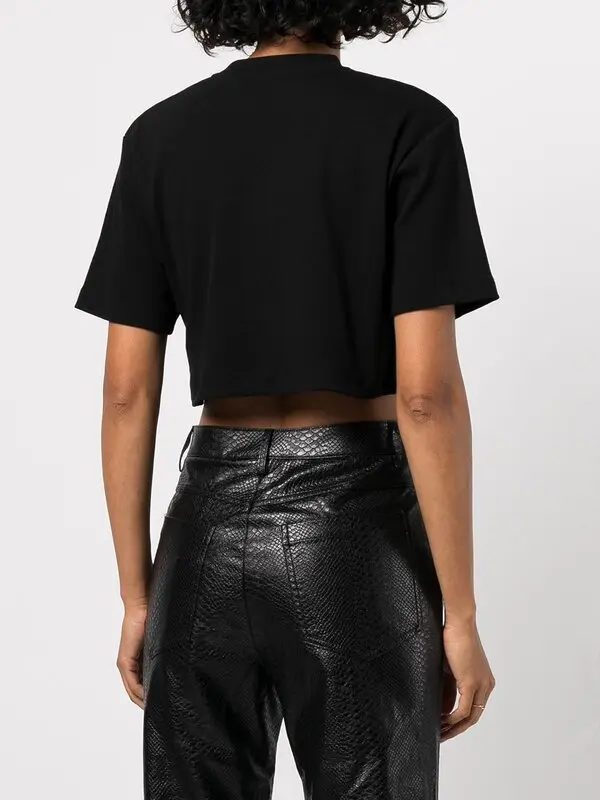 Off-White Cropped Logo T-shirt - Black