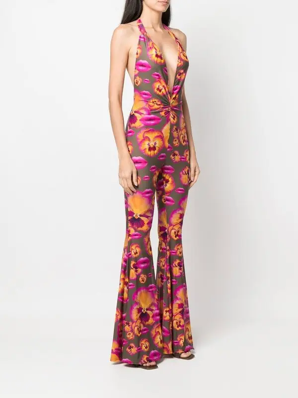 Amen Floral-print Flared Jumpsuit