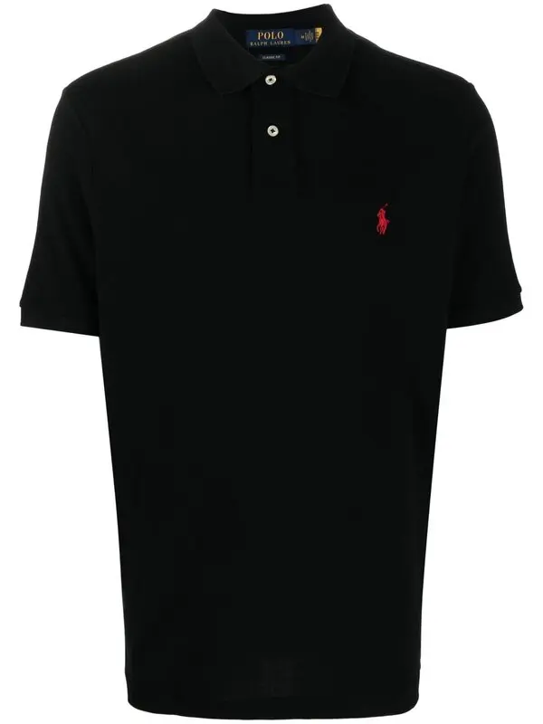 Polo Ralph Lauren Embroidered Logo Polo Shirt - Black