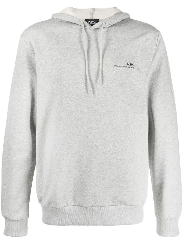A.p.c. Logo Drawstring Hoodie - Grey