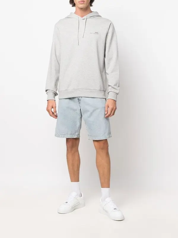 A.p.c. Logo Drawstring Hoodie - Grey